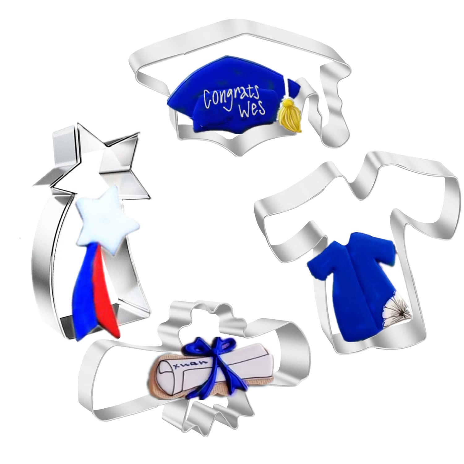 Snapklik.com : 4 Pcs Graduation Cookie Cutter Set,Stainless Steel Molds ...