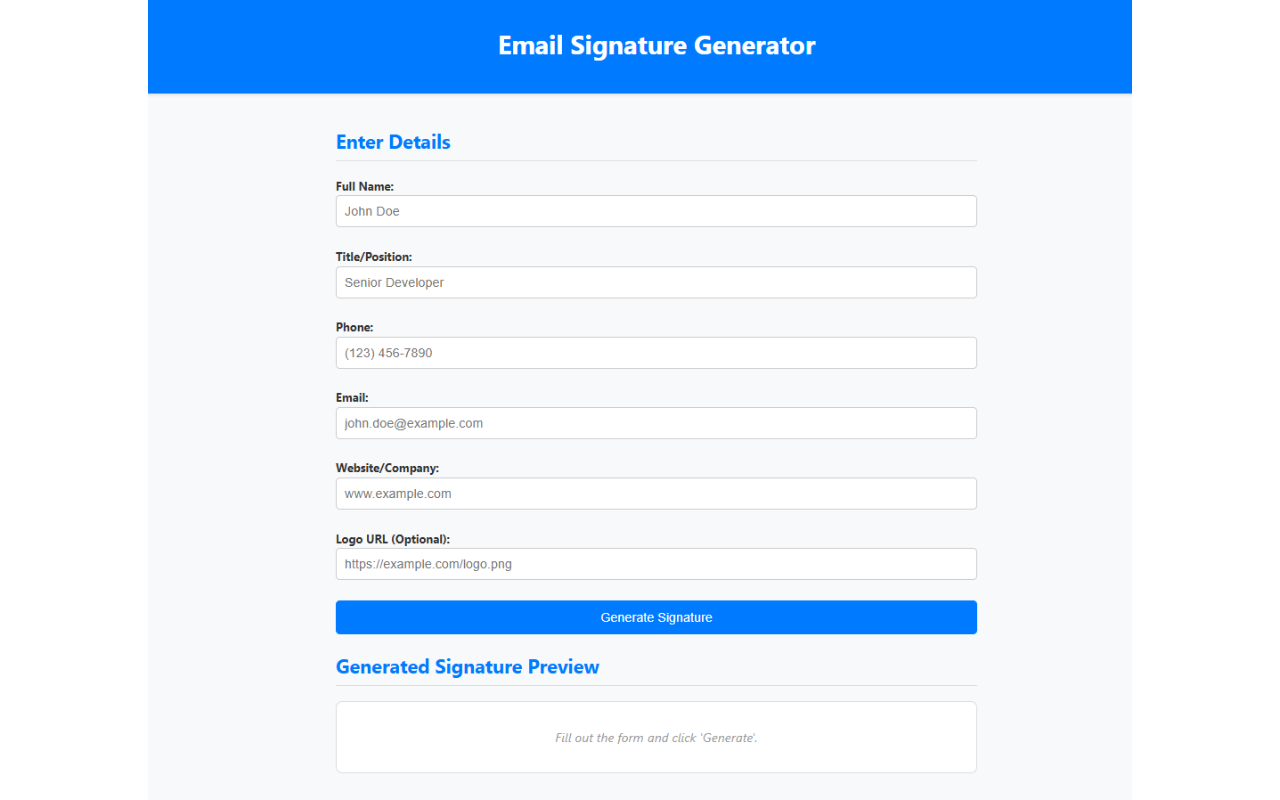 Basic HTML Email Signature Generator - App on the Amazon Appstore