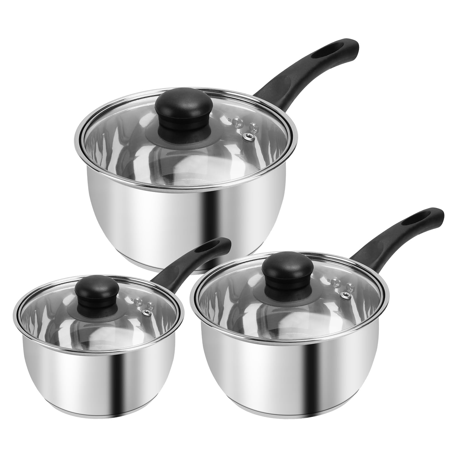Amazon.com: Stainless Steel Pot Set with Lid 6pcs,Sauce Pans 1QT & 2QT ...