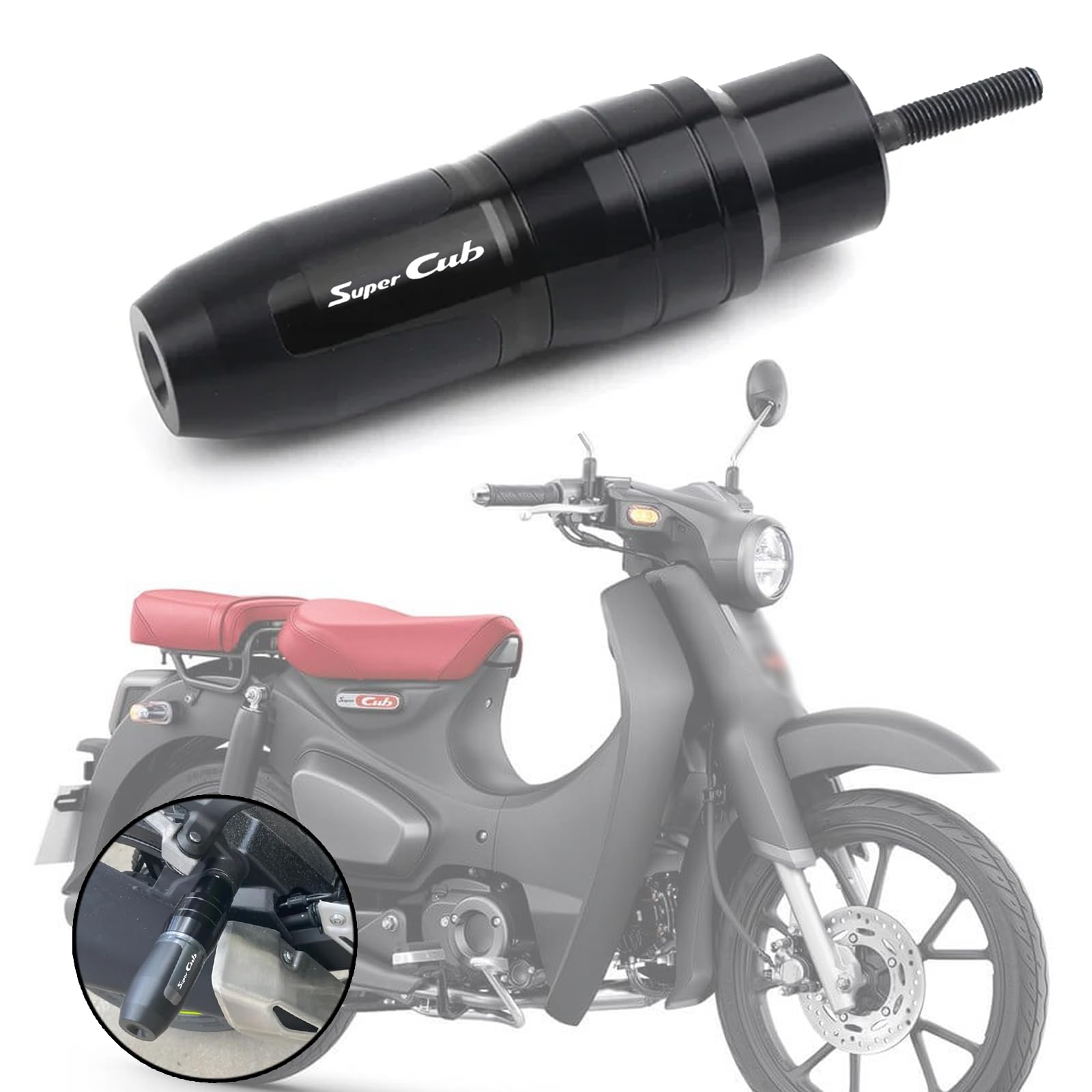 Amazon | MAORANG For スーパーカブ C125 110 50 オートバイ用 CNC アルミ アクセサリー 落下防止 クラッシュ パッド 保護 排気スライダー ガード ...