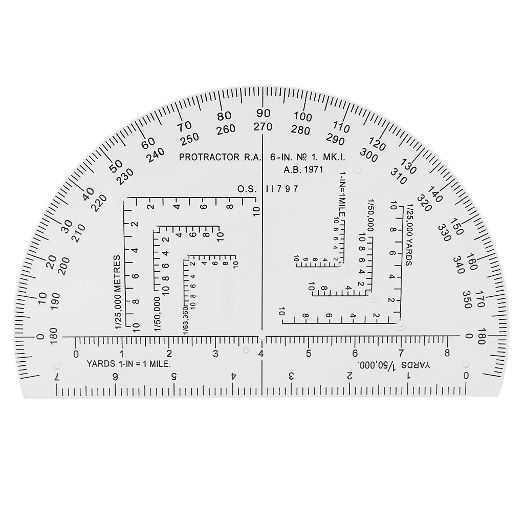 Monkeyjack 6 Inch Plastic Protractor Map Reading Tool Half Circle ...