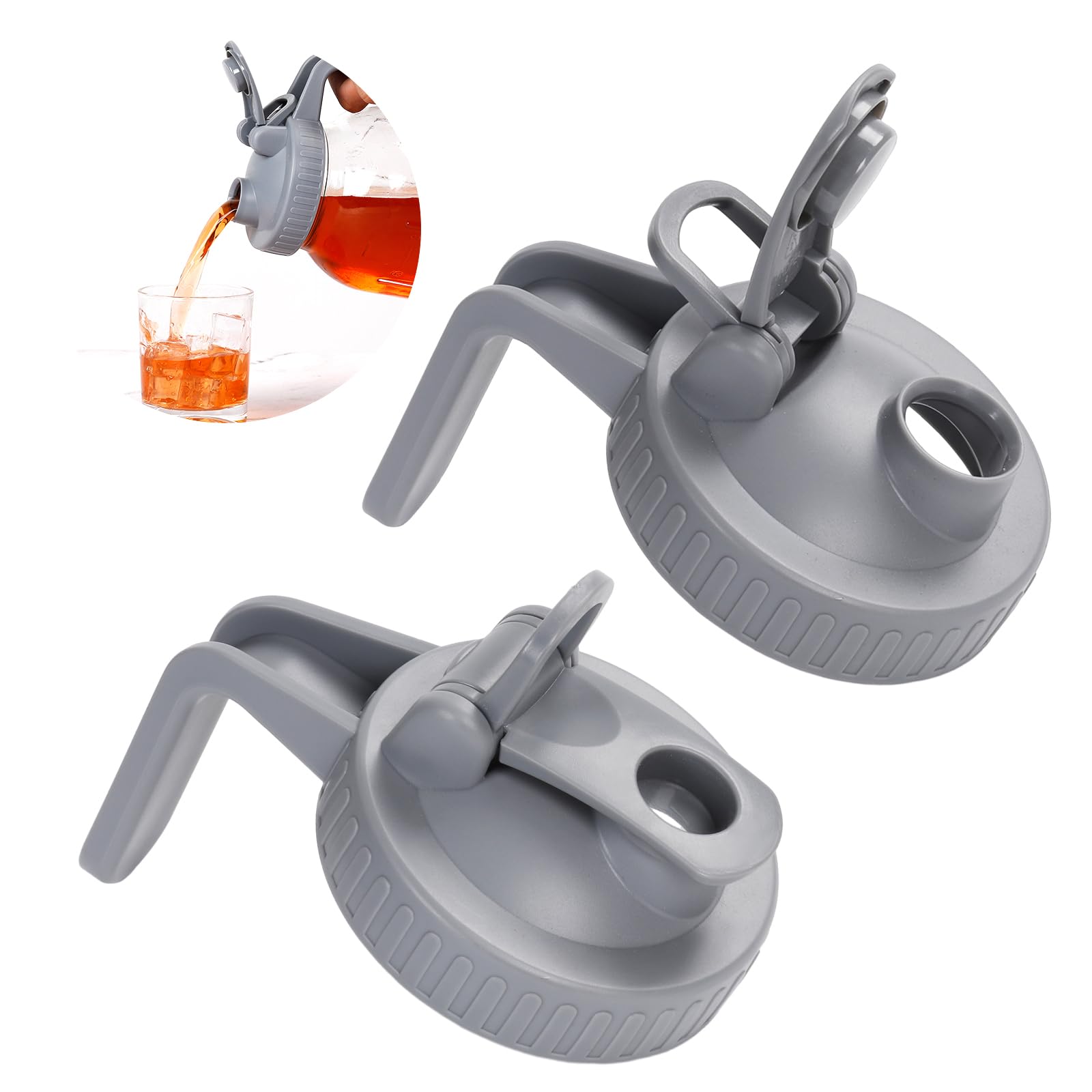 Amazon.com: Wide Mouth Mason Jar Pour Spout Lid - 2 Pack Grey Airtight ...