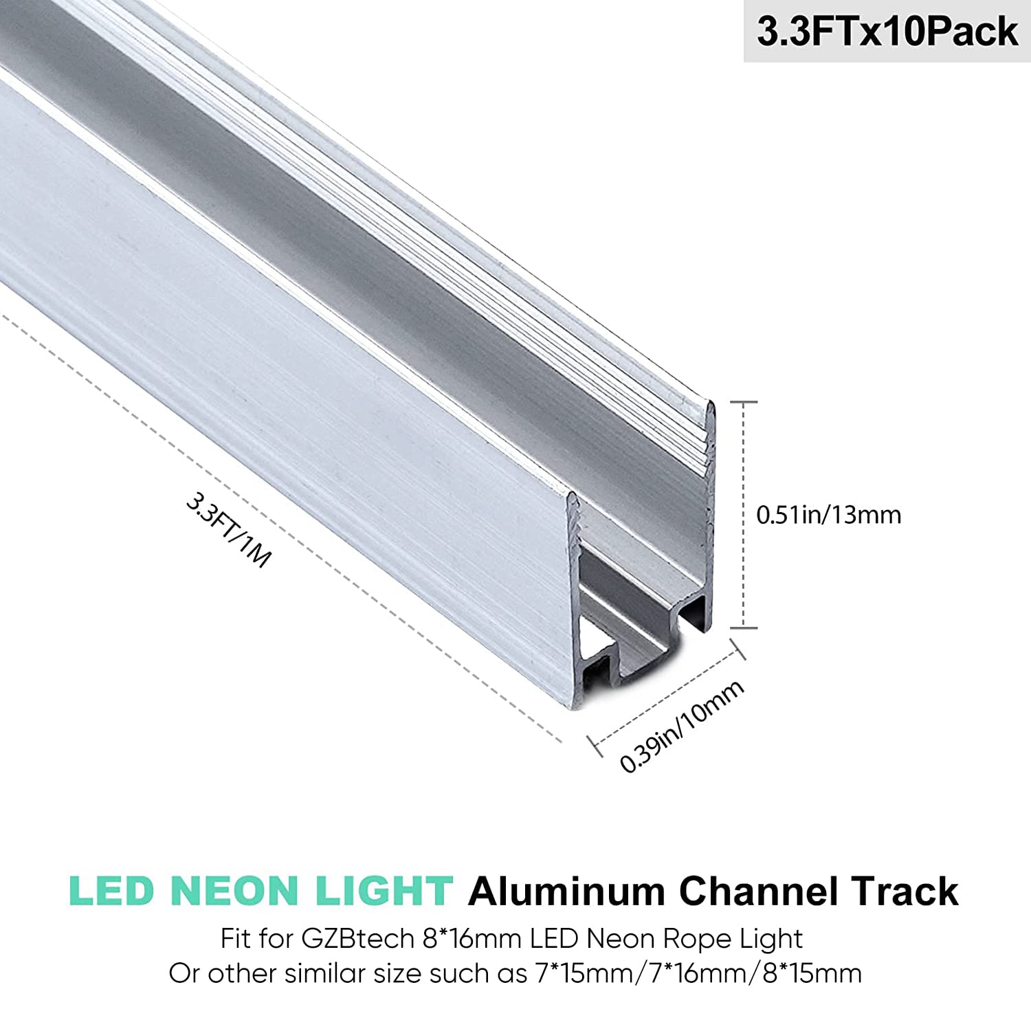 Snapklik.com : GZBtech 10 Pack Neon Rope Light Aluminum Channels