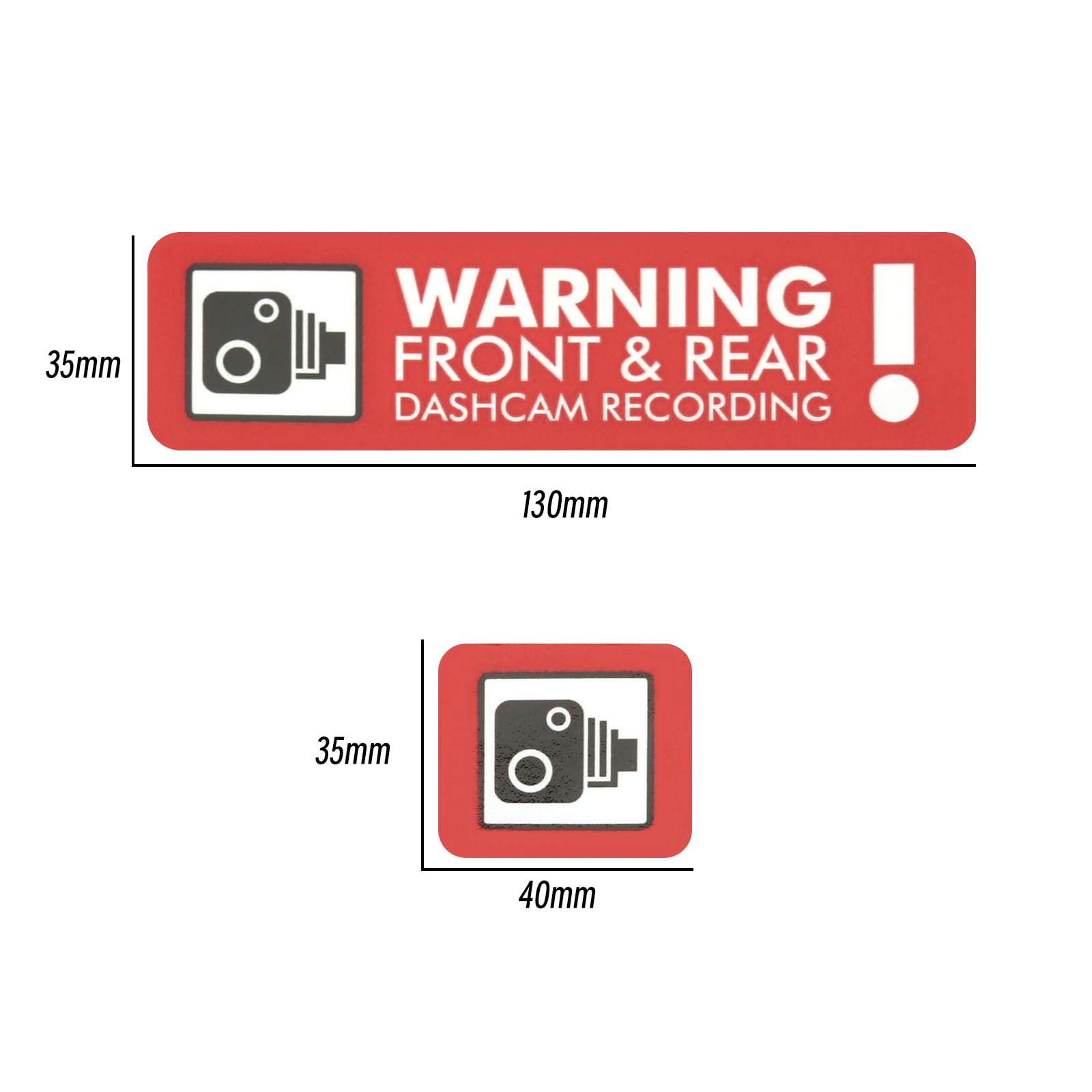 Recording In Progress Sticker Dash Cam Decal - 15x4cm Front & Rear ...