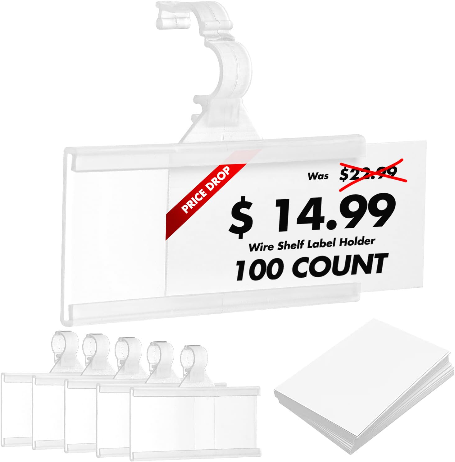 Buy Plastic Wire Shelf Label Holder, Reusable Shelf Tags for Pantry ...