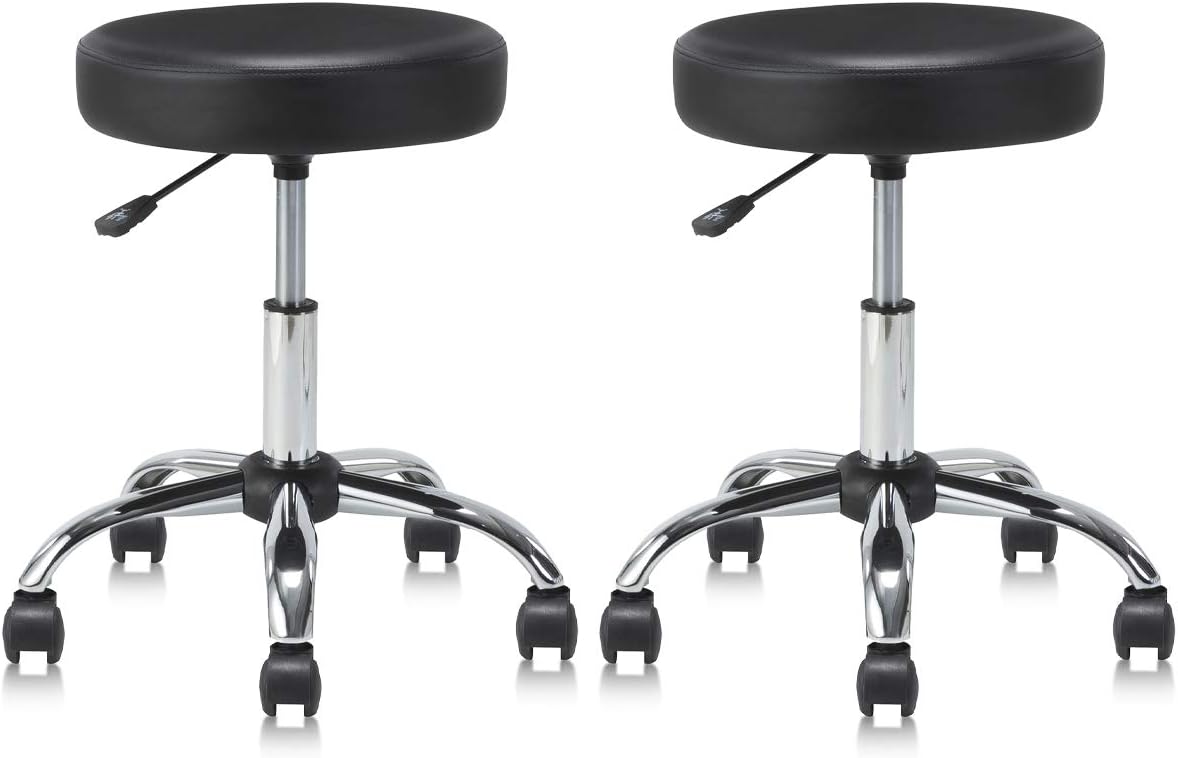 Amazon.com: KLASIKA Set of 2 Round Rolling Stool Swivel with Wheels ...