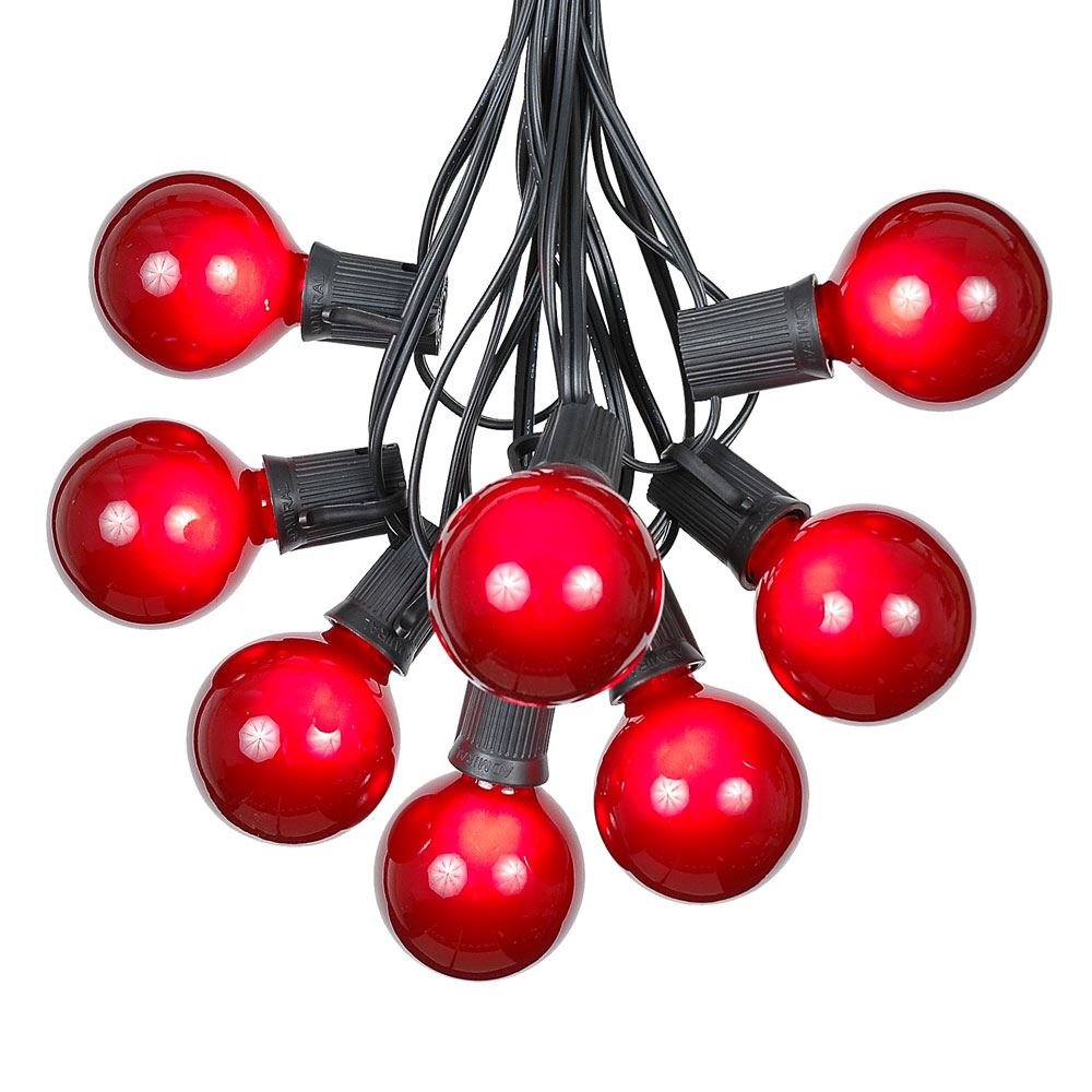 100 Foot G50 Outdoor Patio String Lights with 125 Red Globe Bulbs ...