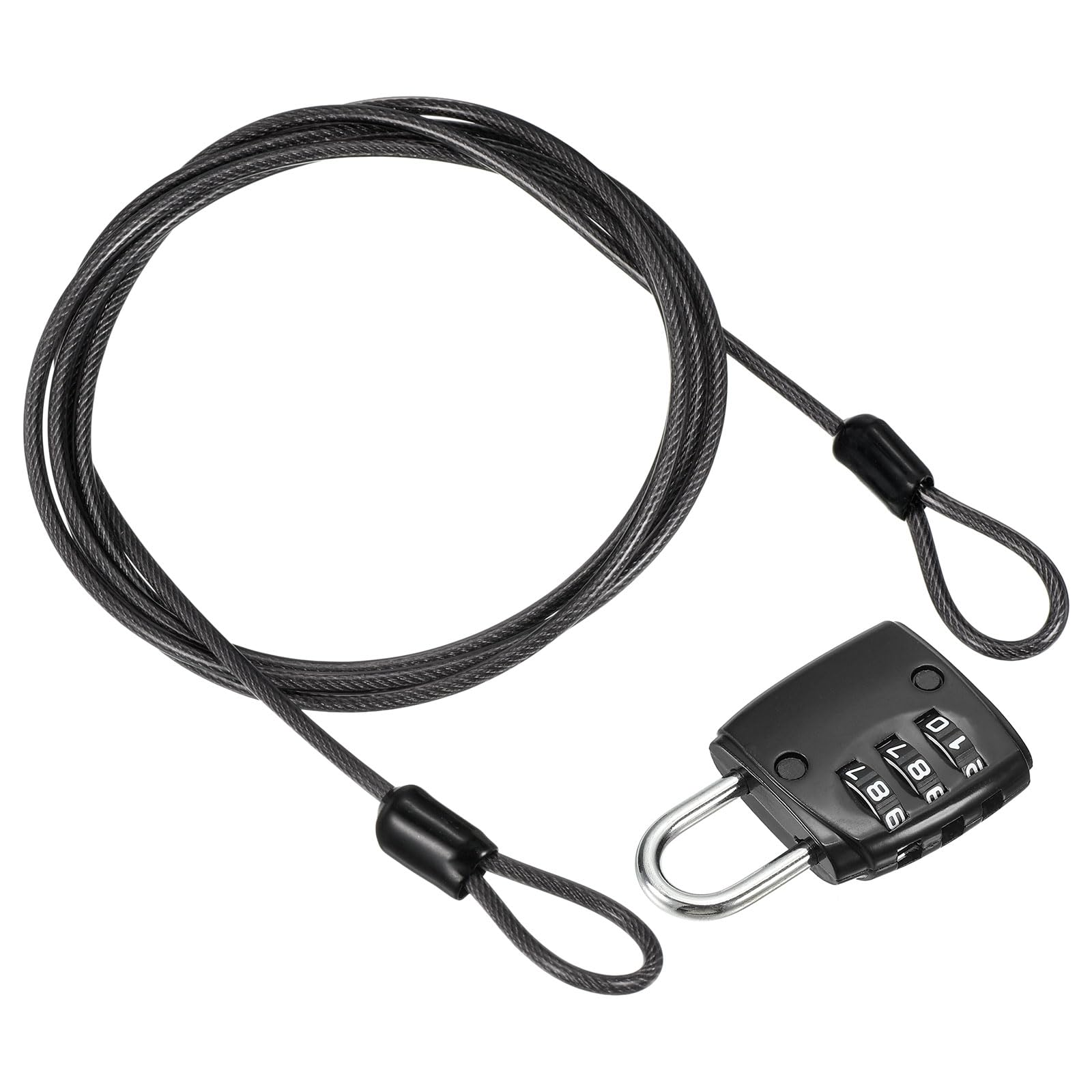 PATIKIL Security Steel Cable with 3 Digit Combination Lock, 4.9Ft/1.5M ...