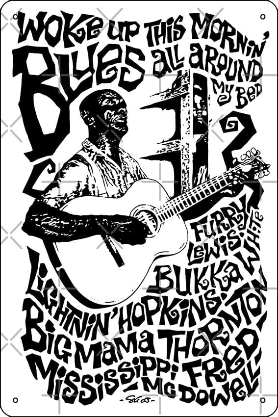 Amazon.com : Blues music Poster Metal Tin Sign 12 X 8 Inch Funny Man ...
