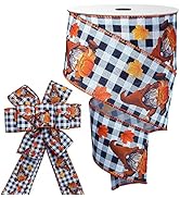 Amazon.com: Fall Wired Ribbons 2 1/2” X 60 Feet,Pumpkin/Maple Leaf ...