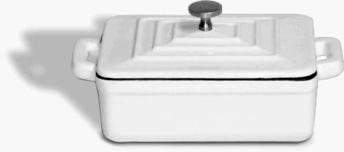 Amazon.com: White Enameled Cast-Iron White Rectangular Dutch Oven with ...