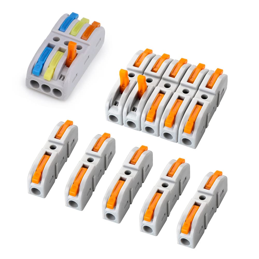 HASERY 40 Pcs Wire Connectors Push Fit, Conductor Compact Wire Terminal ...