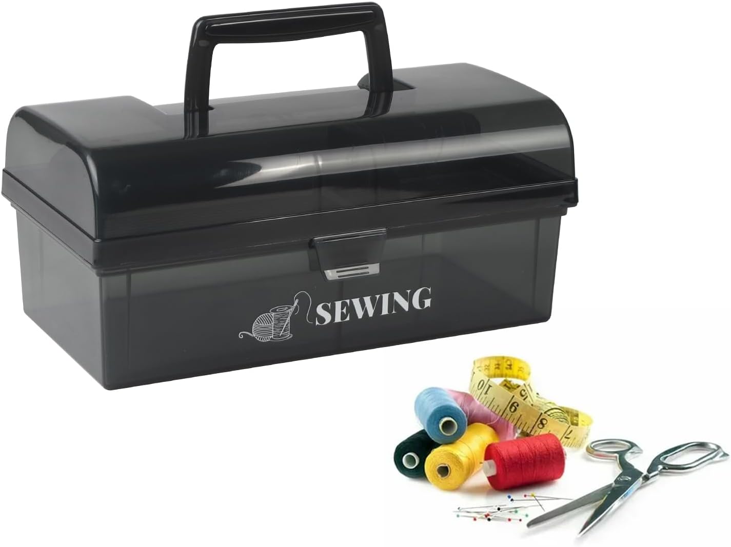 Amazon.com: 10in Sewing Box, 2 Tier Sewing Basket, Sewing Kit Storage ...