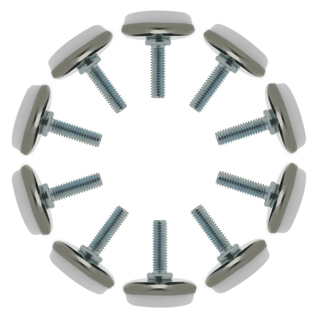 uxcell M6 x 20 x 30 Screw on Furniture Threaded Stem Glide Leveling ...