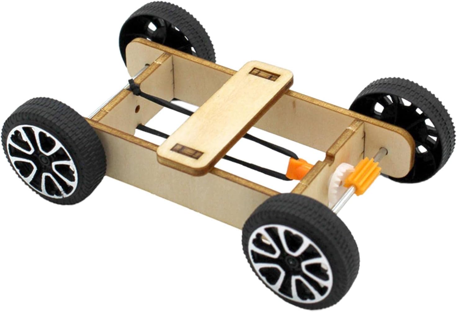 LOVIVER Wood DIY Model Kit, Physics Science Rubber Band Car Assemble ...