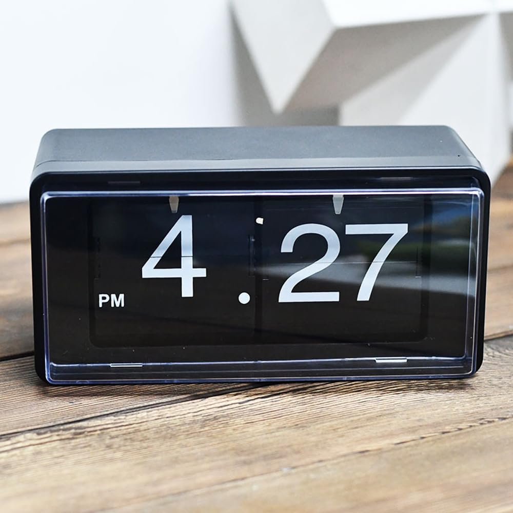 Amazon.com: Retro Style Flip Clock,Auto Page Turning Transparent Cover ...