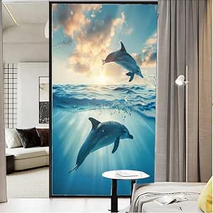 Amazon.com: Dunmat Vintage Dolphin Window Privacy Film Static Cling ...