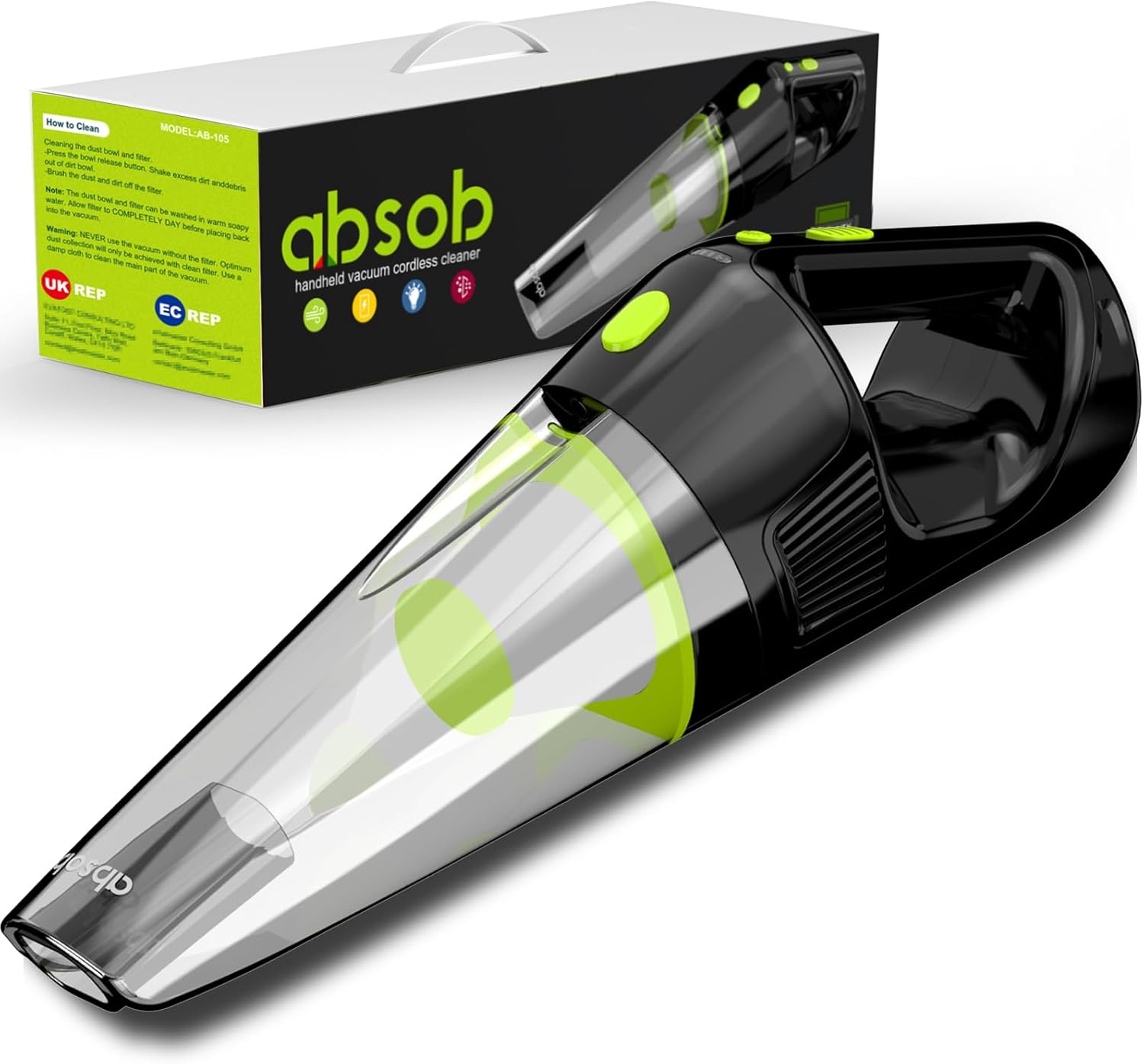 Absob Handheld Vacuum Car Vacuum Cleaner Cordless With Powerful