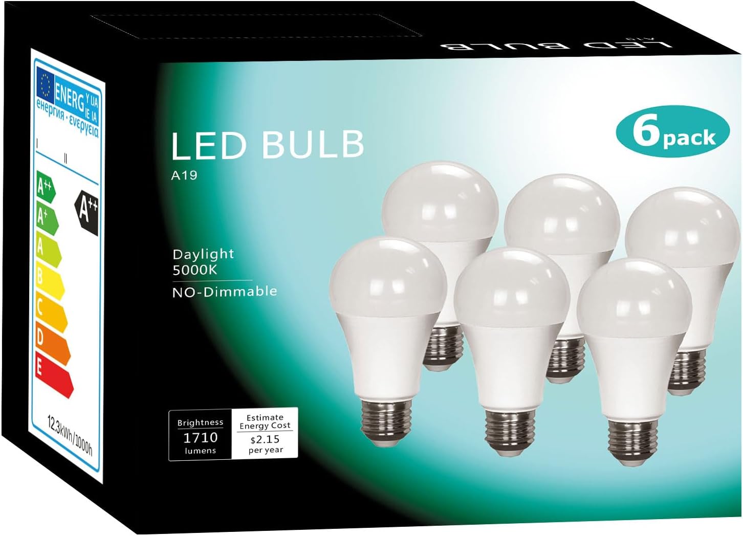 LED Light Bulbs 100 Watt Equivalent 1710 Lumens, A19 12.3W Super Bright ...