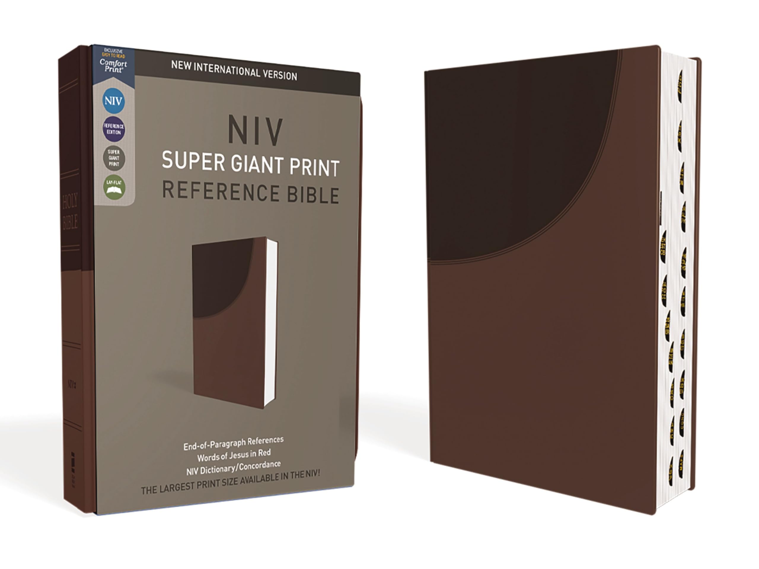 NIV, Super Giant Print Reference Bible, Leathersoft, Brown, Red Letter ...