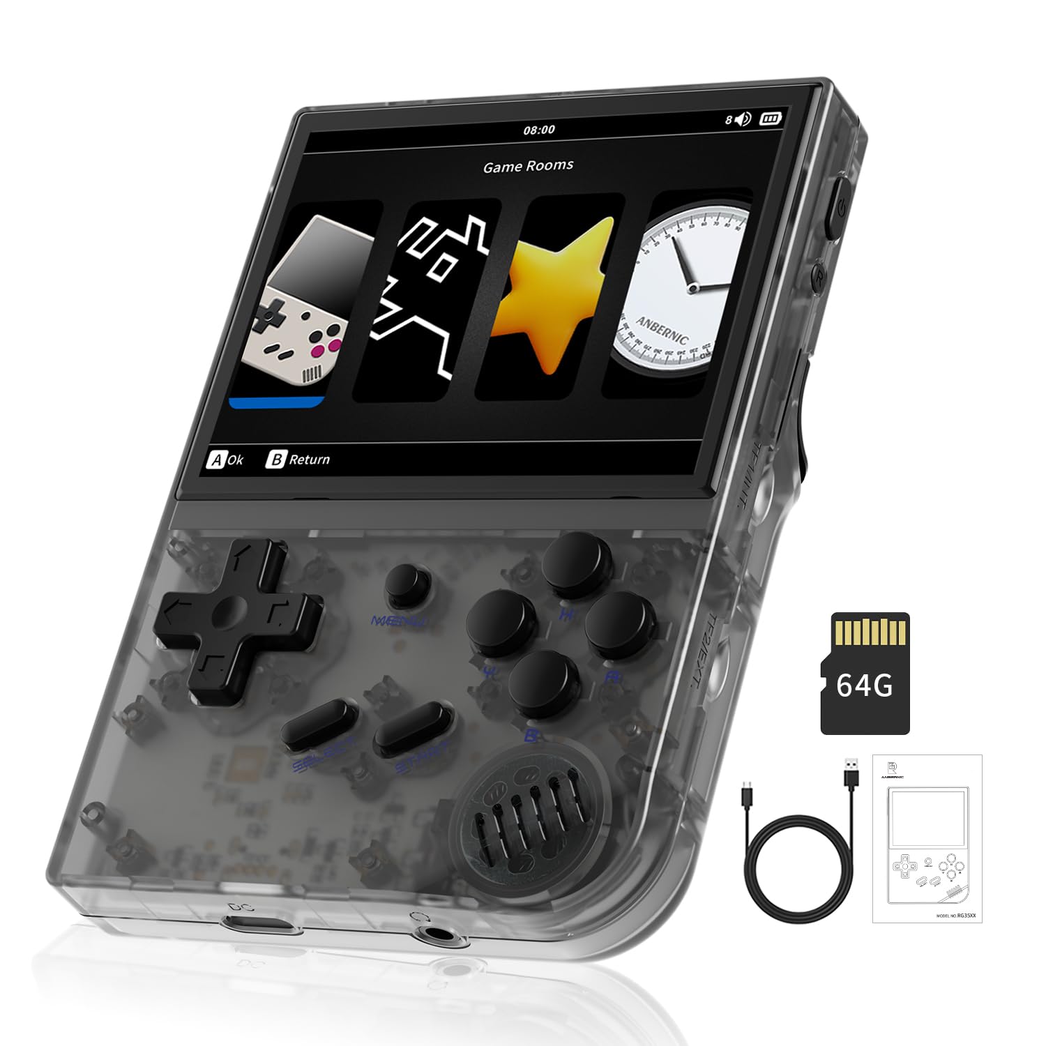 Mini Consola Retro Juegos 64G Built-in 10000 Games WiFi Linux Handheld ...