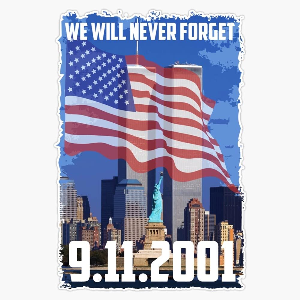 Amazon.com - 1 pcs Never Forget 9-11 Car Bumper Sticker, 4 inches - 343 ...