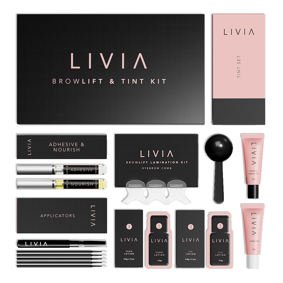 Amazon.com : LIVIA Eyebrow Lamination & Black Color Kit – DIY Brow Lift ...