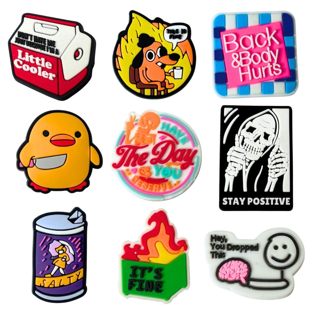 Amazon.com: 9PC Funny Shoe Charms Fun Cute Cool Meme Shoes Sarcastic ...