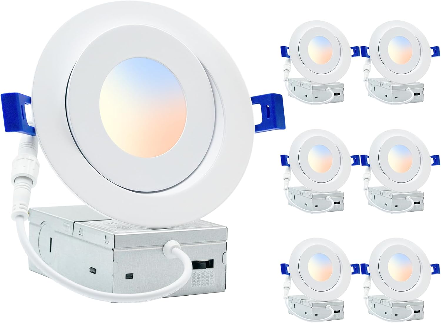 HONZIN 6 Pack 4 Inch 5CCT LED Gimbal Recessed Lighting, Directional ...