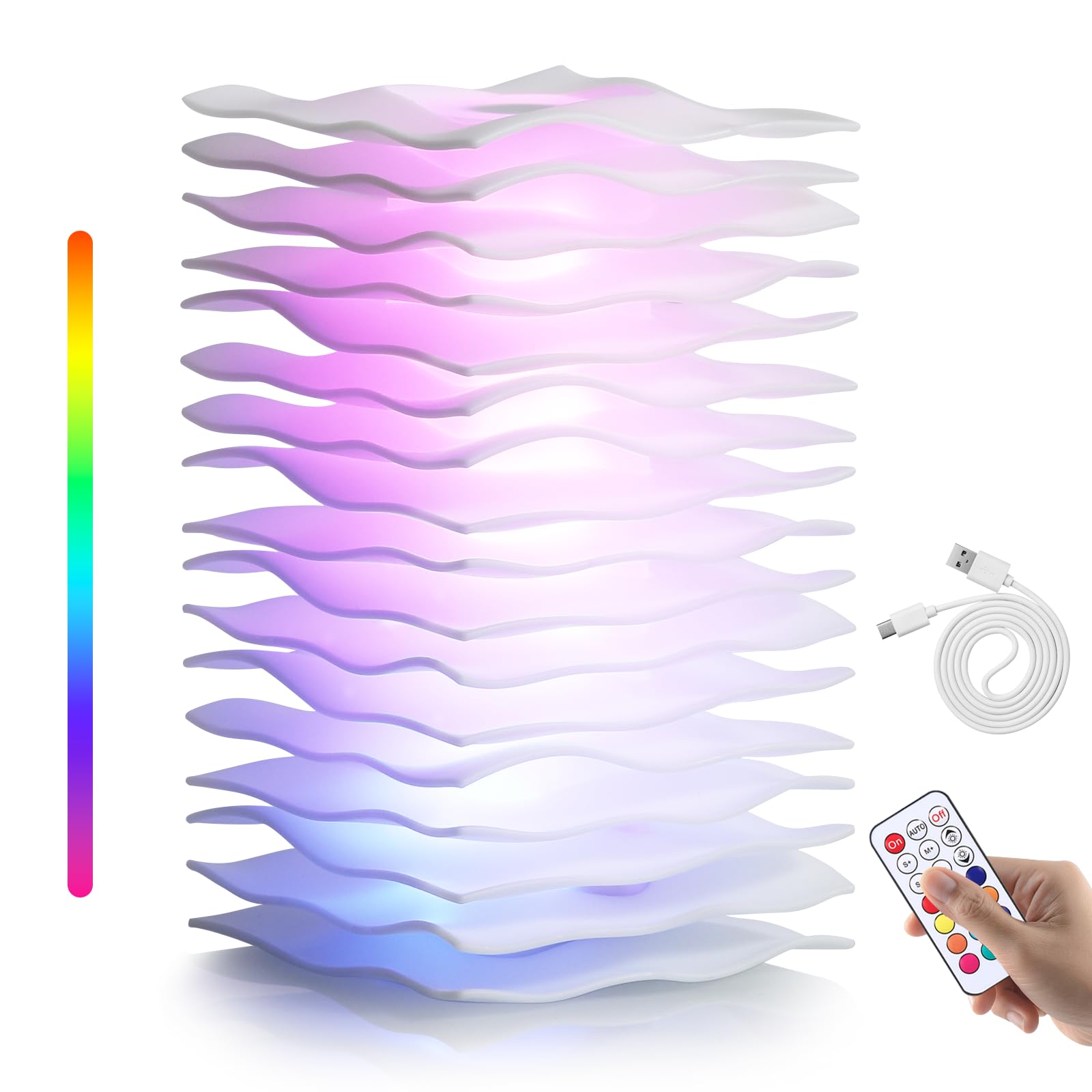 Lithomy RGB Waves Lamp Modern Table Lamp,Flowing Light Effect Color ...