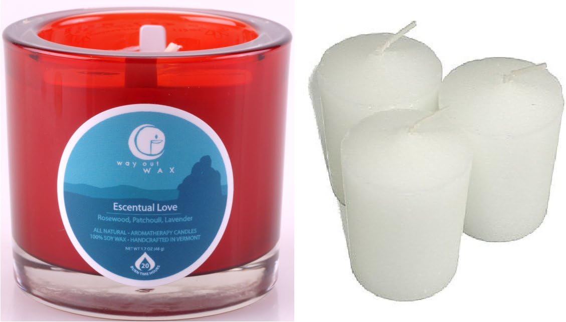 Amazon.com: Way out Wax Escentual Love Colored Glass Votive with ...