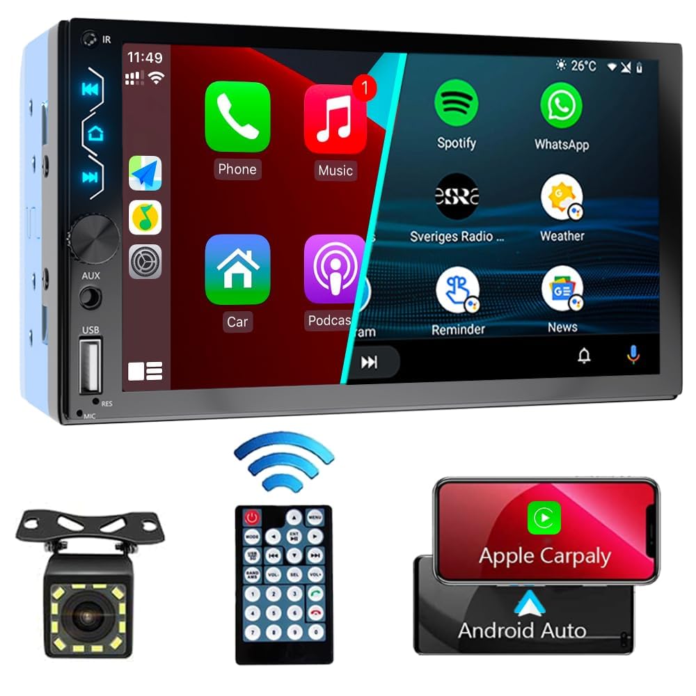 Amazon.com: 7 Inch Touchscreen Car Radio with Apple Carplay and Android ...