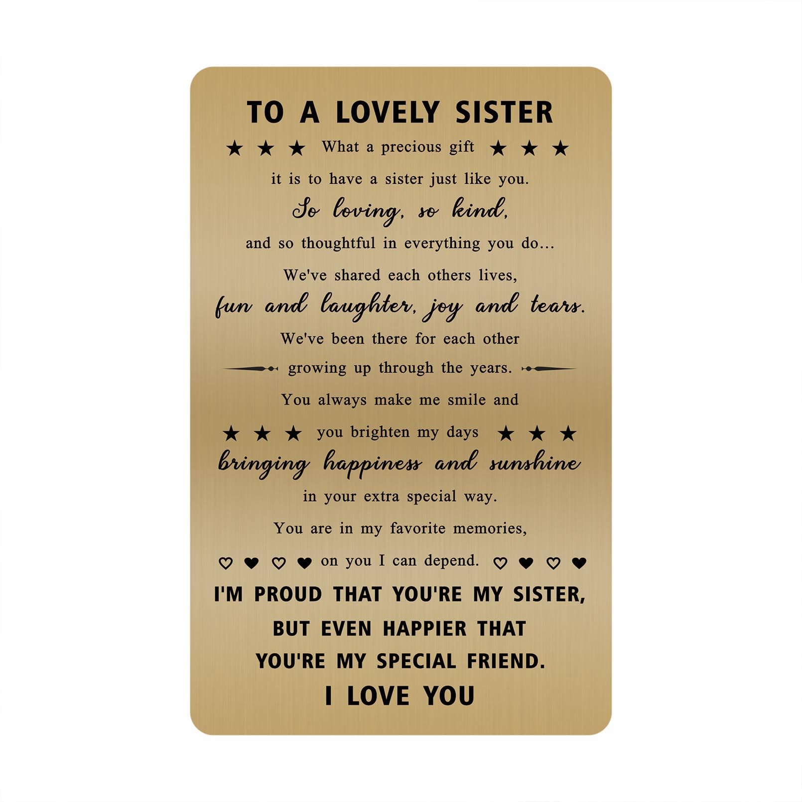 Big Sister Gifts Sister Card - Gifts for Sister To My Sister Love Quote ...