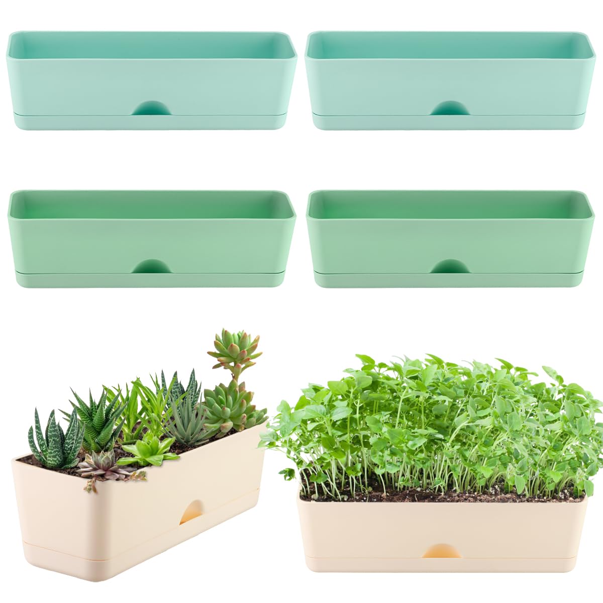 Snapklik.com : 6 Pack Rectangle Planter 16 Inch Window Boxes Planters ...