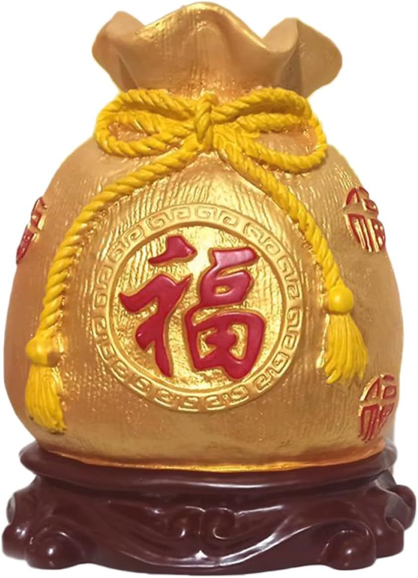 Amazon.com: Toyvian Chinese Money Bag Saving Bank Ingot Figurine Money Storage Jar Statue Decor ...