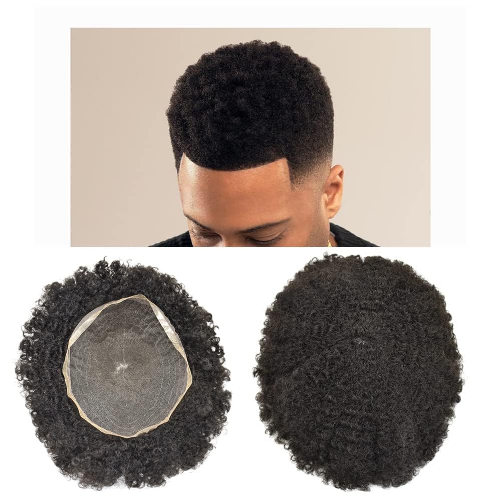 Amazon.com : RESHE Hair Units For Black Mens Afro Toupee Human Hair ...