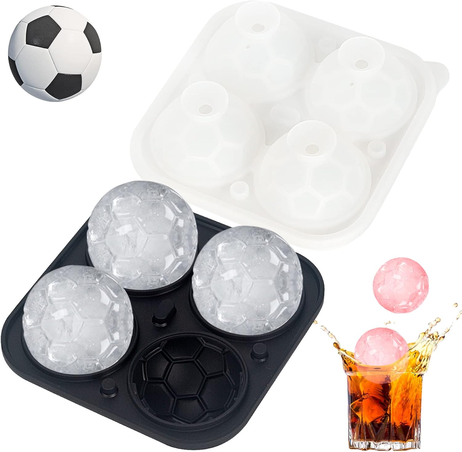 Amazon.com: LOINFE Soccer Ice Mold, 5.7 x 5.7In Silicone Ice Cube Tray ...