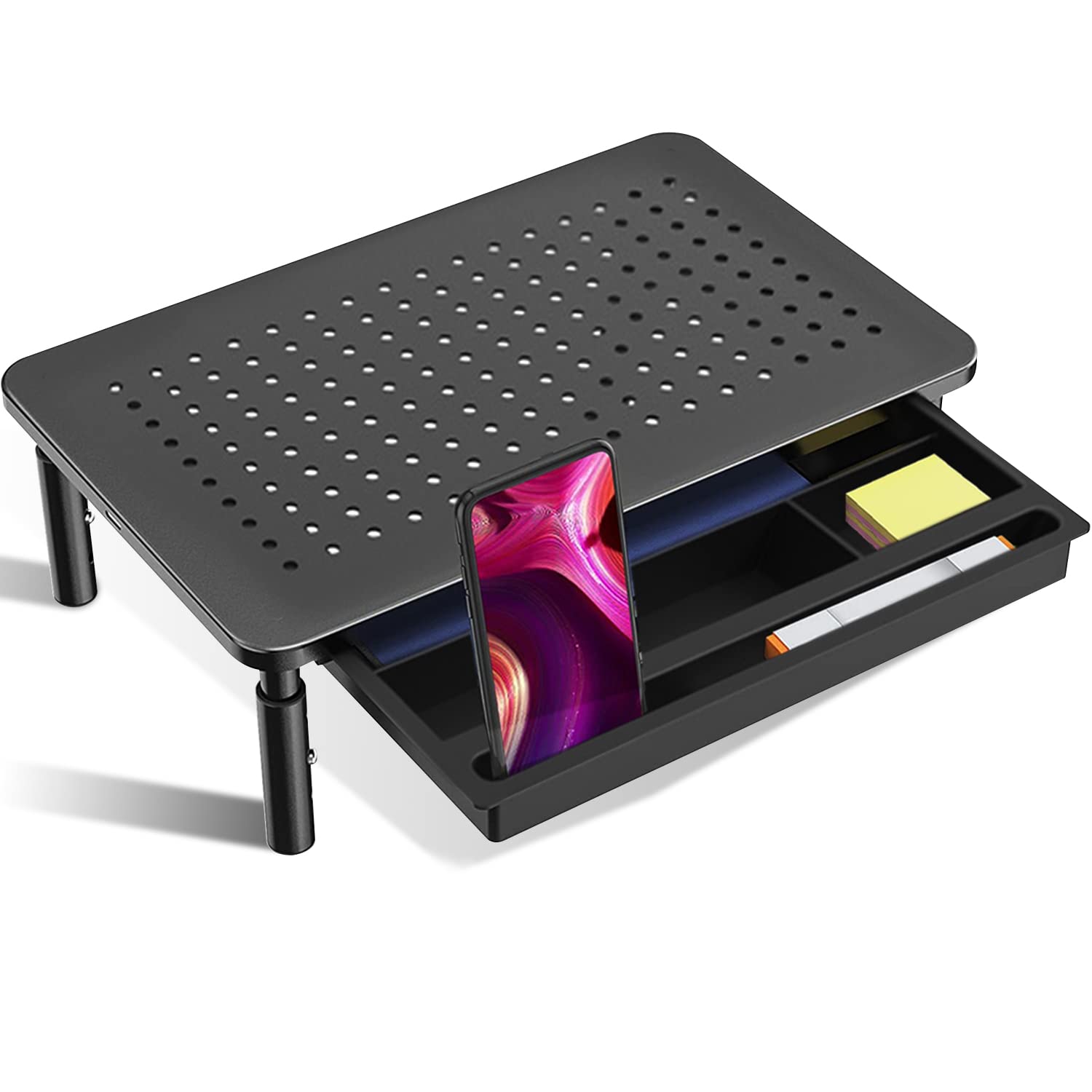 HASTHIP® Monitor Stand for Desk, Monitor Stand Riser with Drawer 3 ...