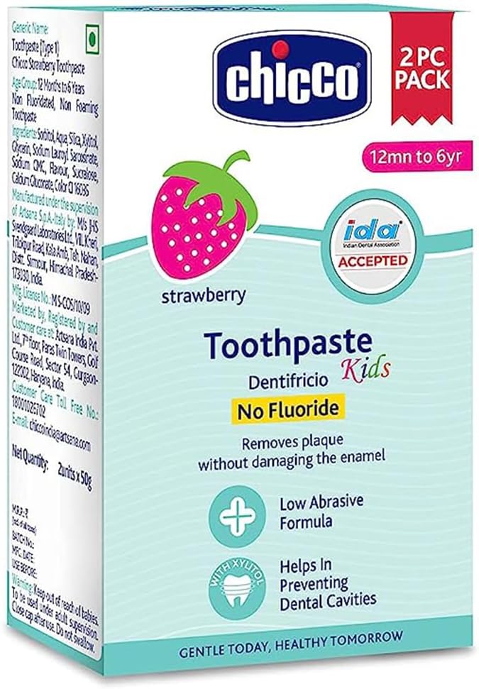 Chicco Toothpaste for Kids, Best for Baby (1y-6y), Strawberry Flavour ...