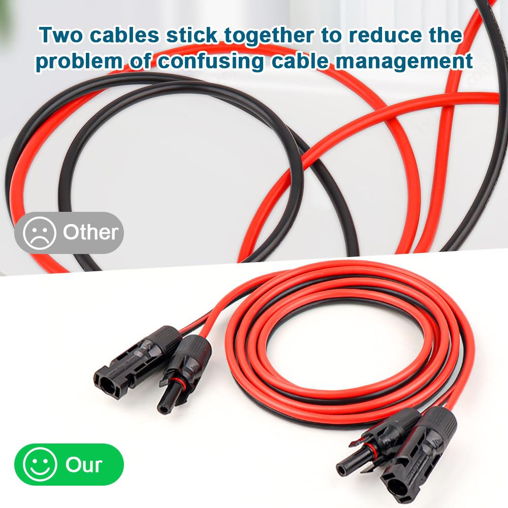 Snapklik.com : 10 AWG Solar Extension Cable 50FT, Flexible Solar Panel Wire