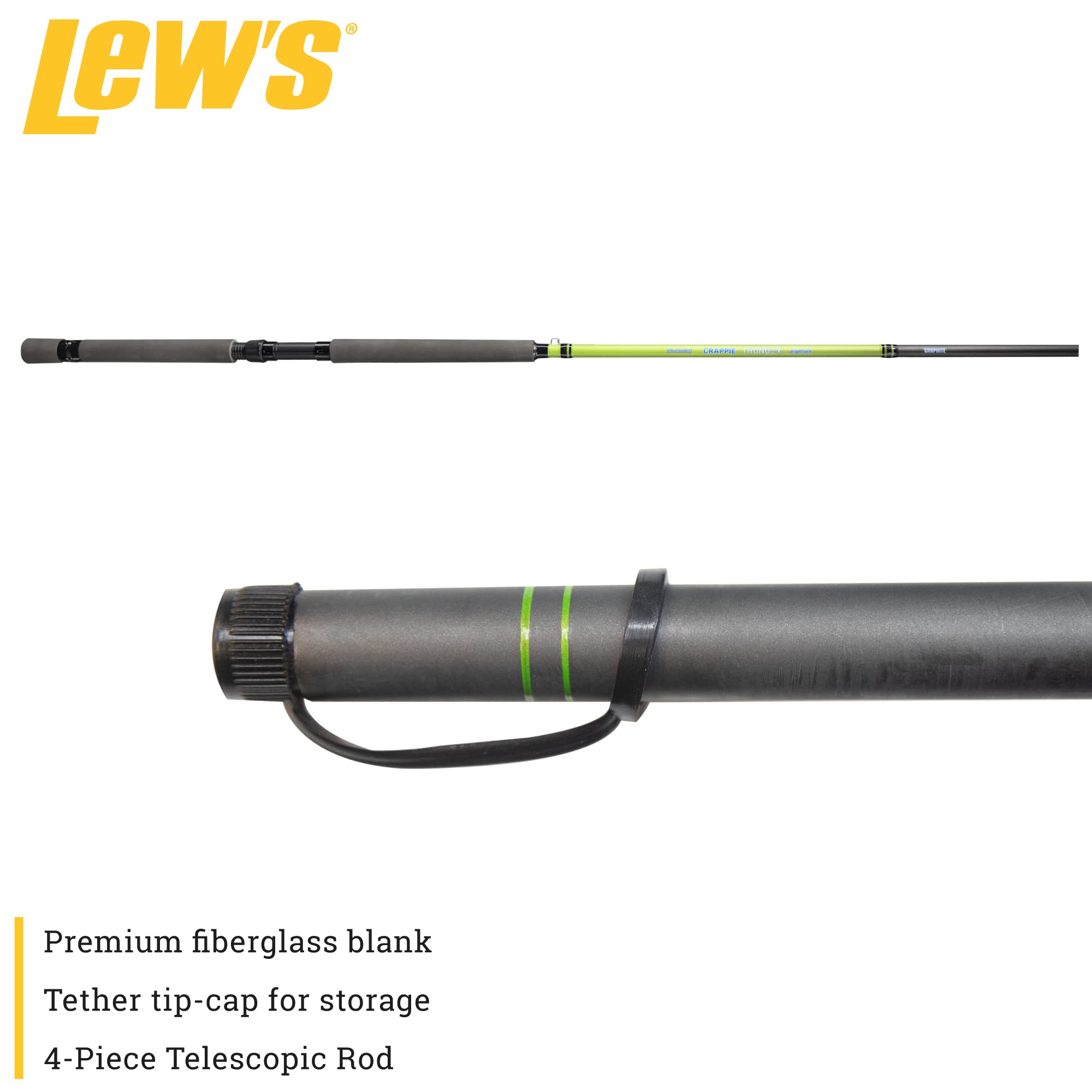 Lew's Crappie Thunder Telescopic Rod, 12-Foot 4-Piece Fishing Rod ...