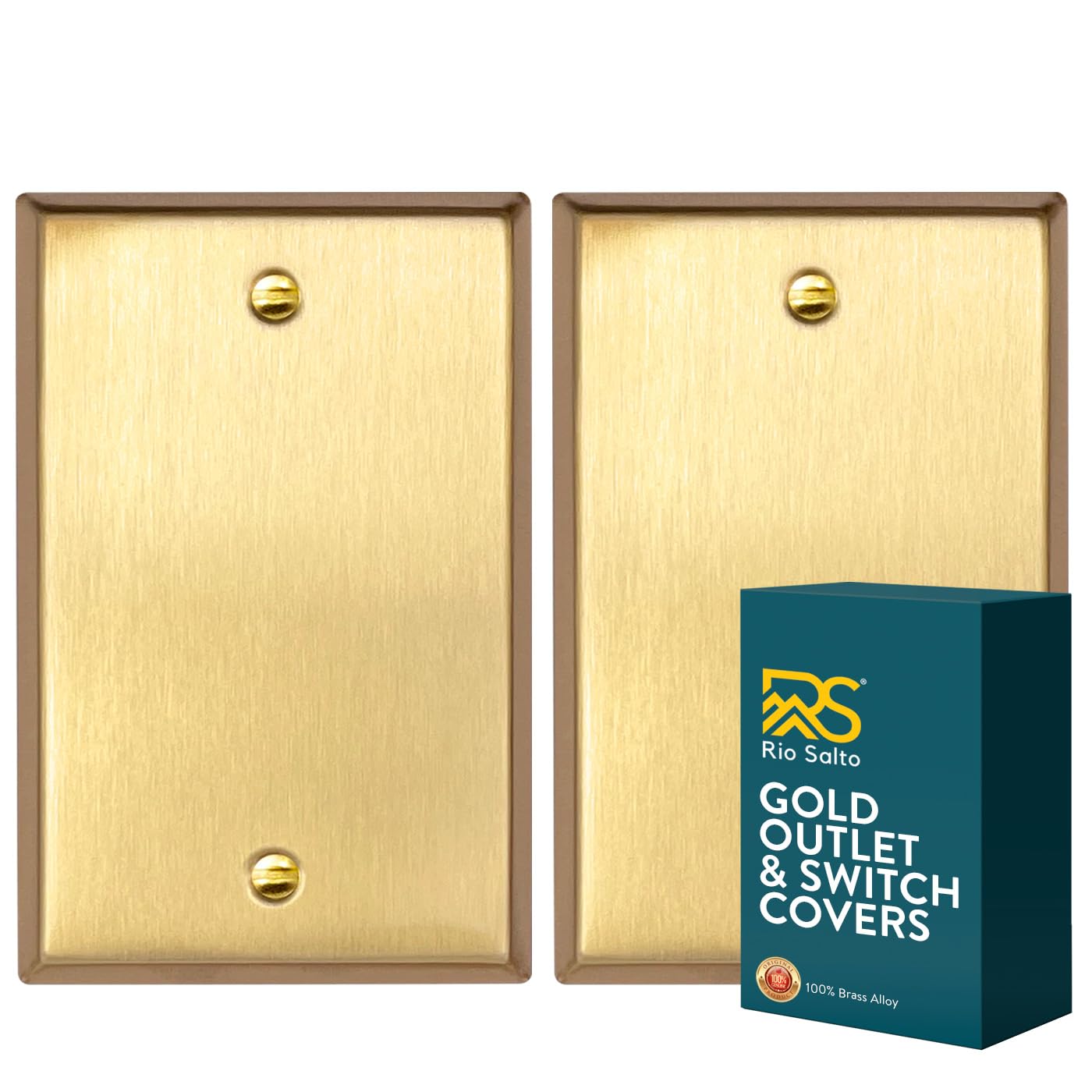 Rio Salto BRASS Metal Gold MIDSIZE Blank Wall Plate, Blank Outlet Cover ...