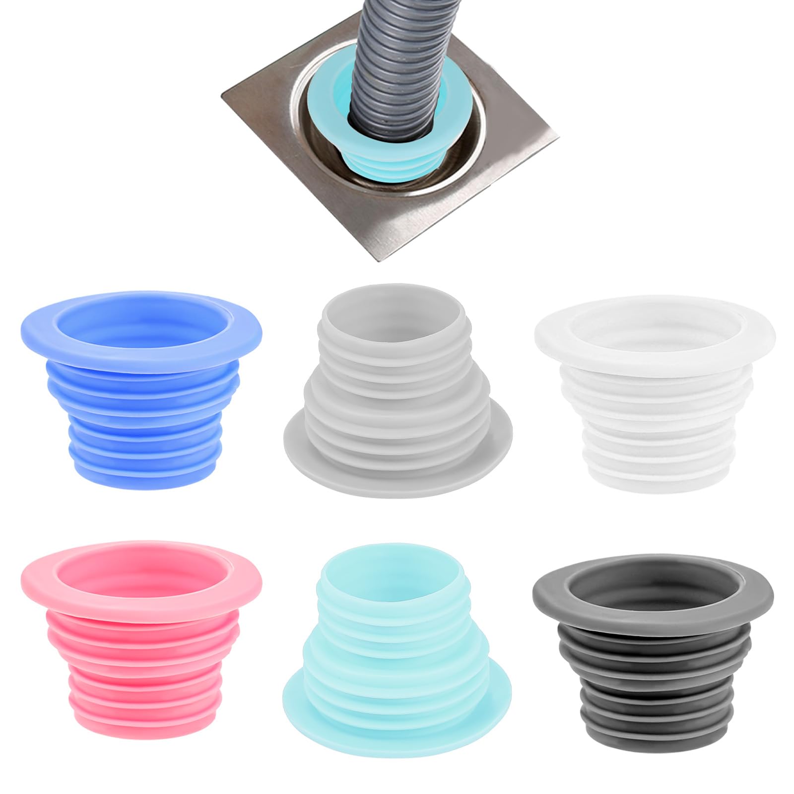 Jeffdad Pack of 6 Drain Pipe Seal Hose, Rubber Sleeve Siphon for Drain ...