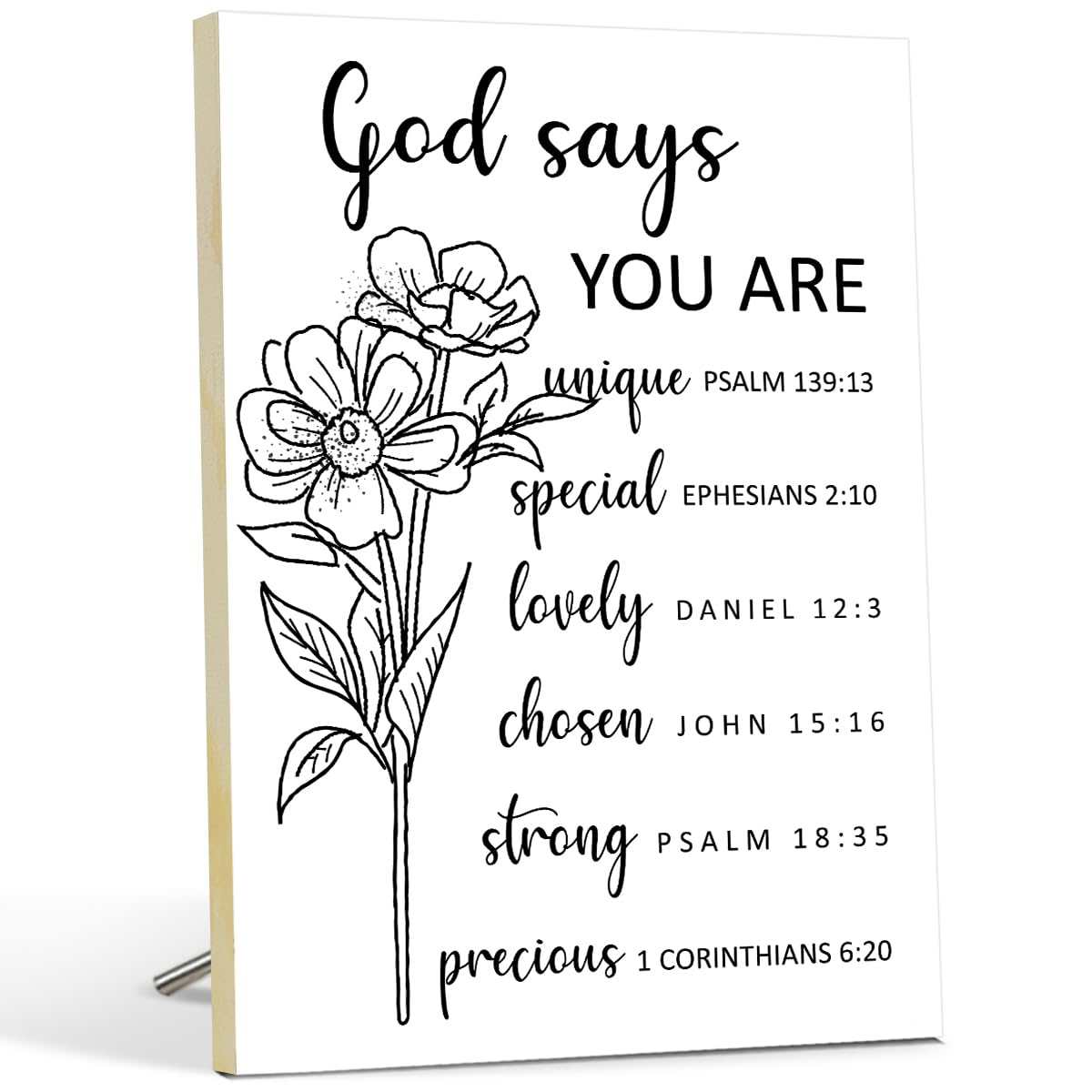 Amazon.com: Christian Desk Sign, Bible Verses Wall Decor - God Says You ...