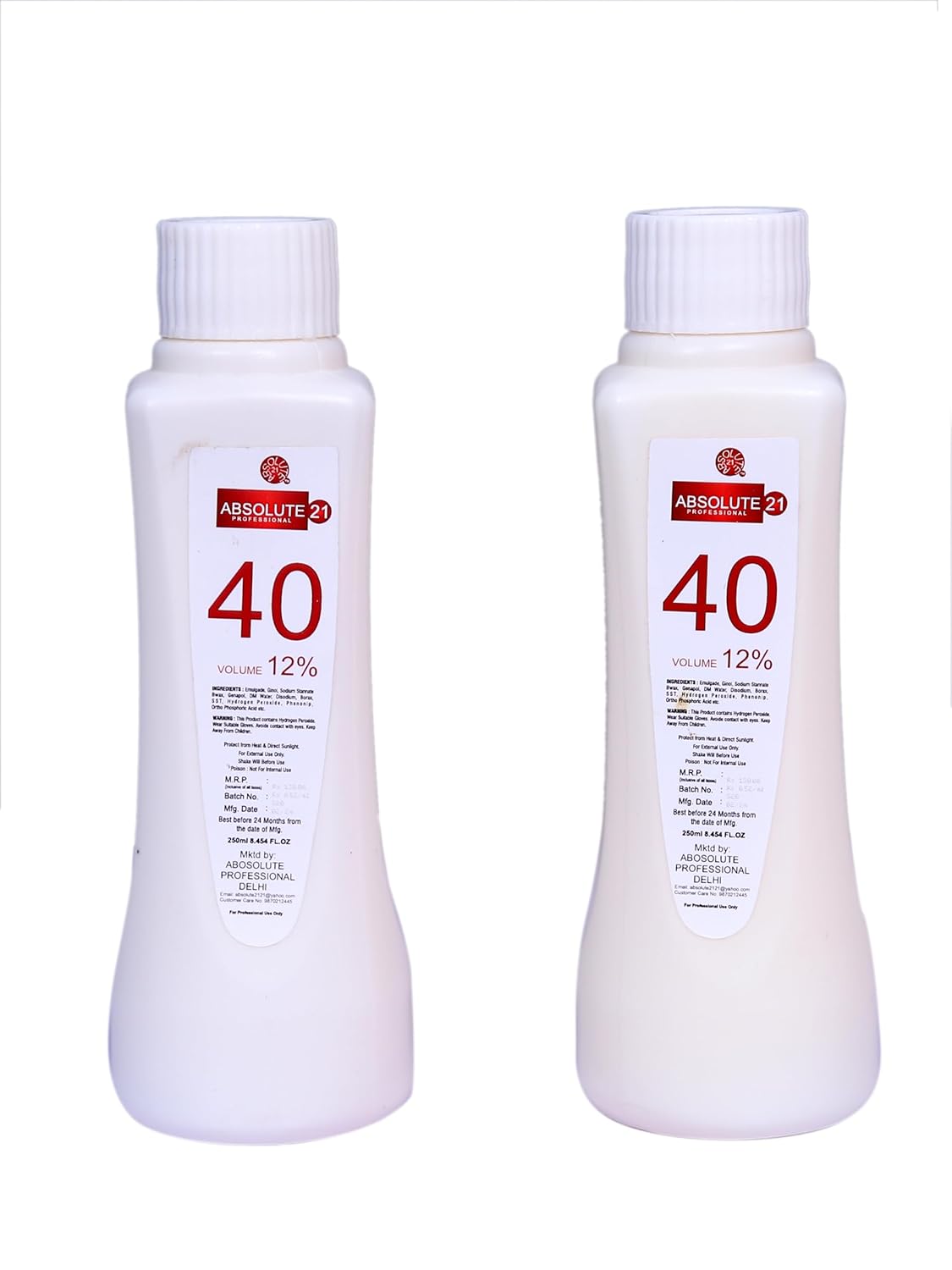 ABSOLUTE21 PROFESSIONAL Hair Color Developer, 40 Volume, 250ML - White ...