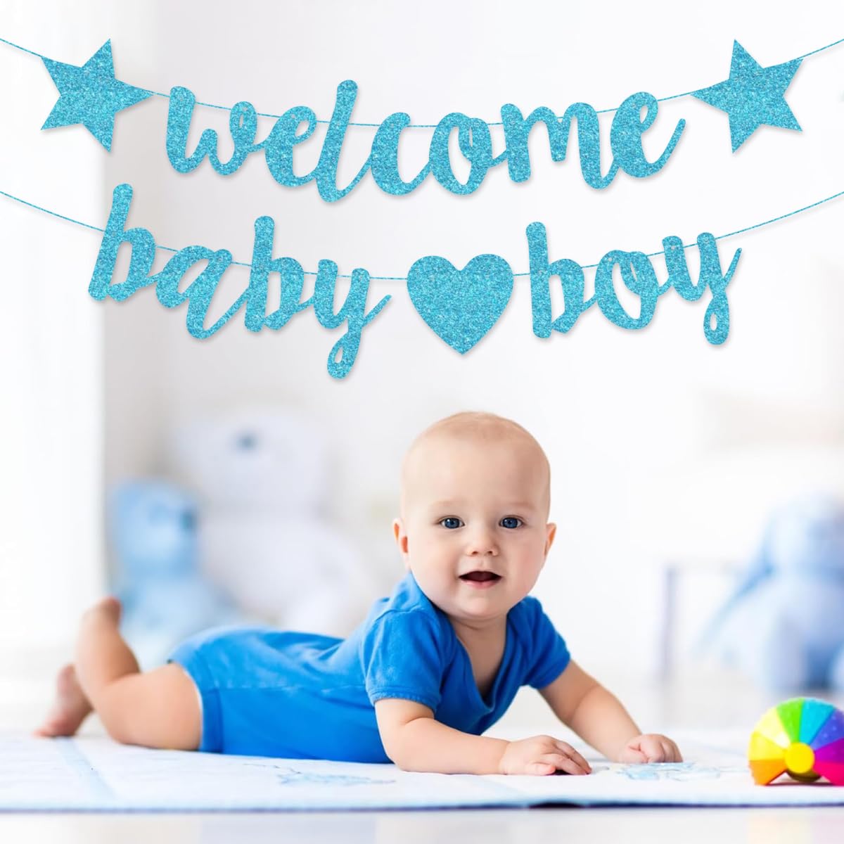 Snapklik.com : LAVVICHA Welcome Baby Banner Blue Glietter Baby Shower ...