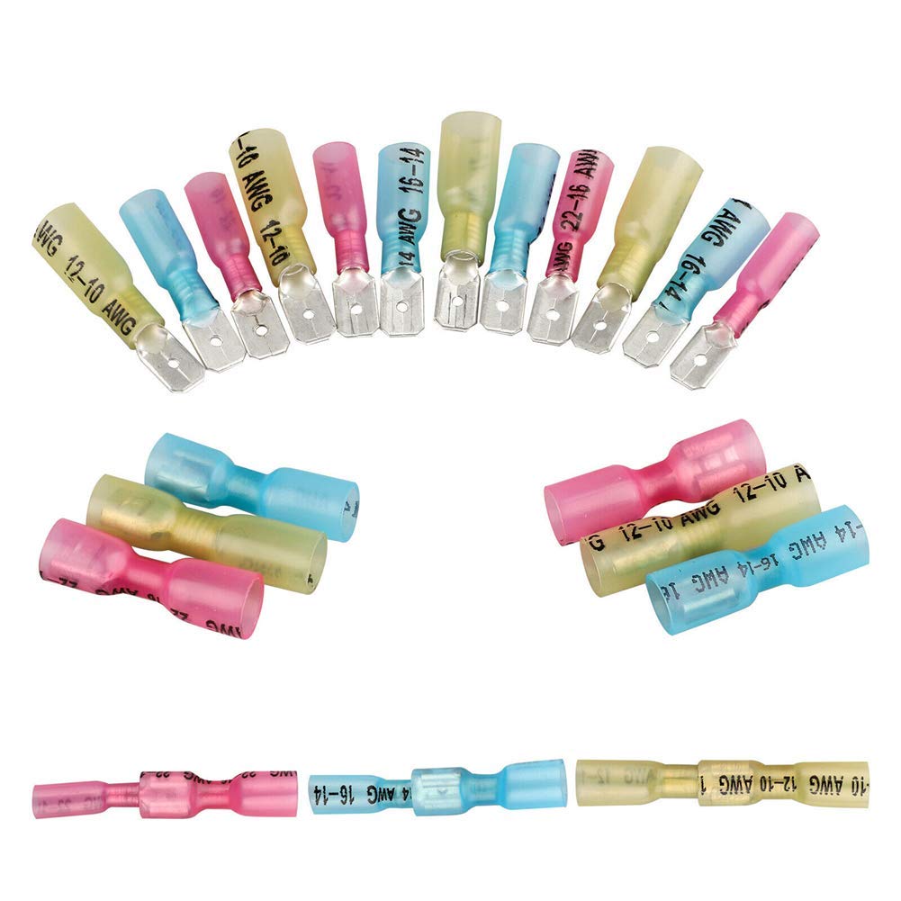 Snapklik.com : 100PCS Heat Shrink Spade Connectors, Electrical Spade ...