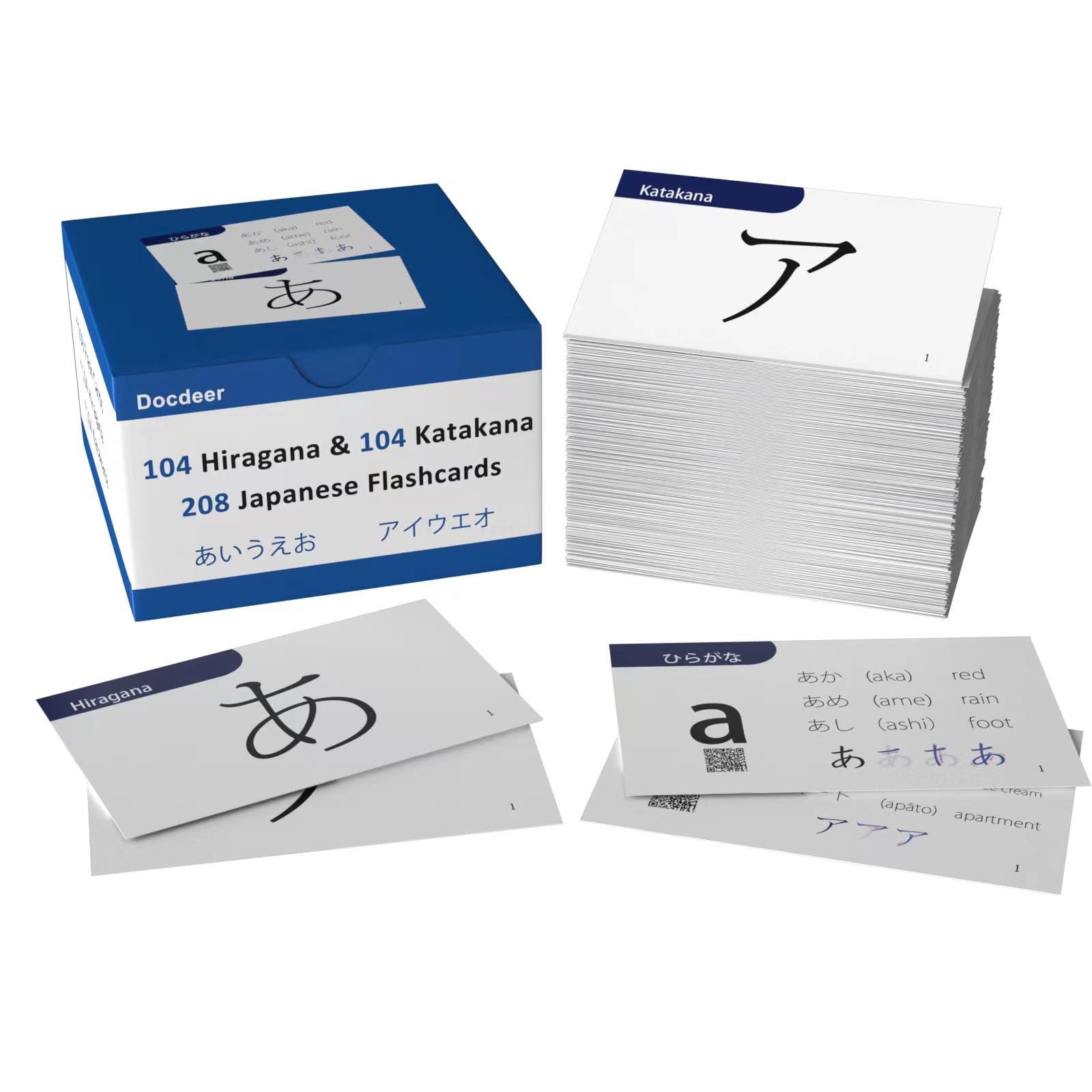 208 Japanese Hiragana And Katakana Flash Cards Japanese Syllabary ...