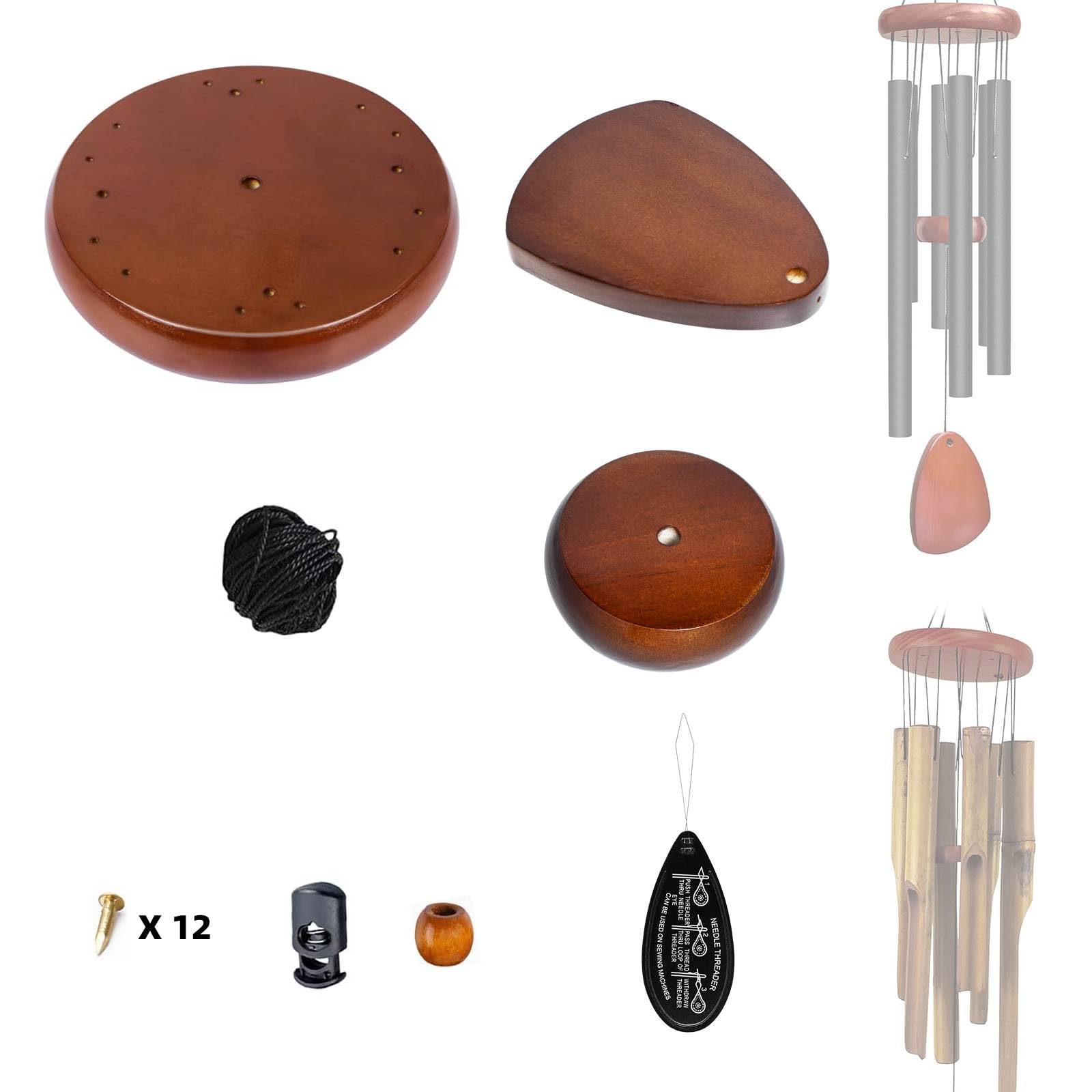 Amazon.com: Wind Chime Parts Replacement Wood, 20 Pcs Wind Chime Kit ...
