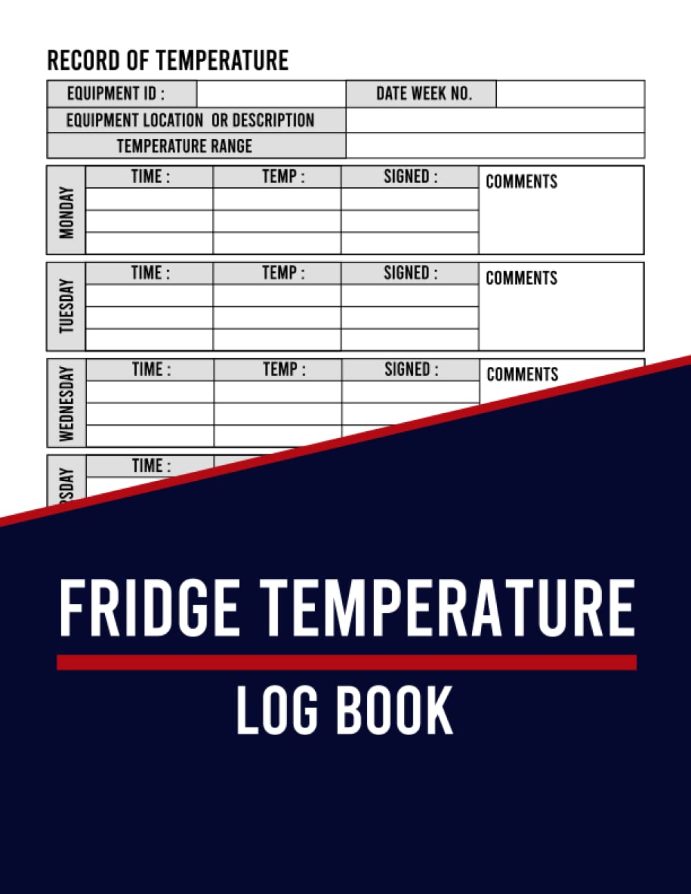 Buy Fridge Temperature Log Book: Food and Fridge temperature recorder ...